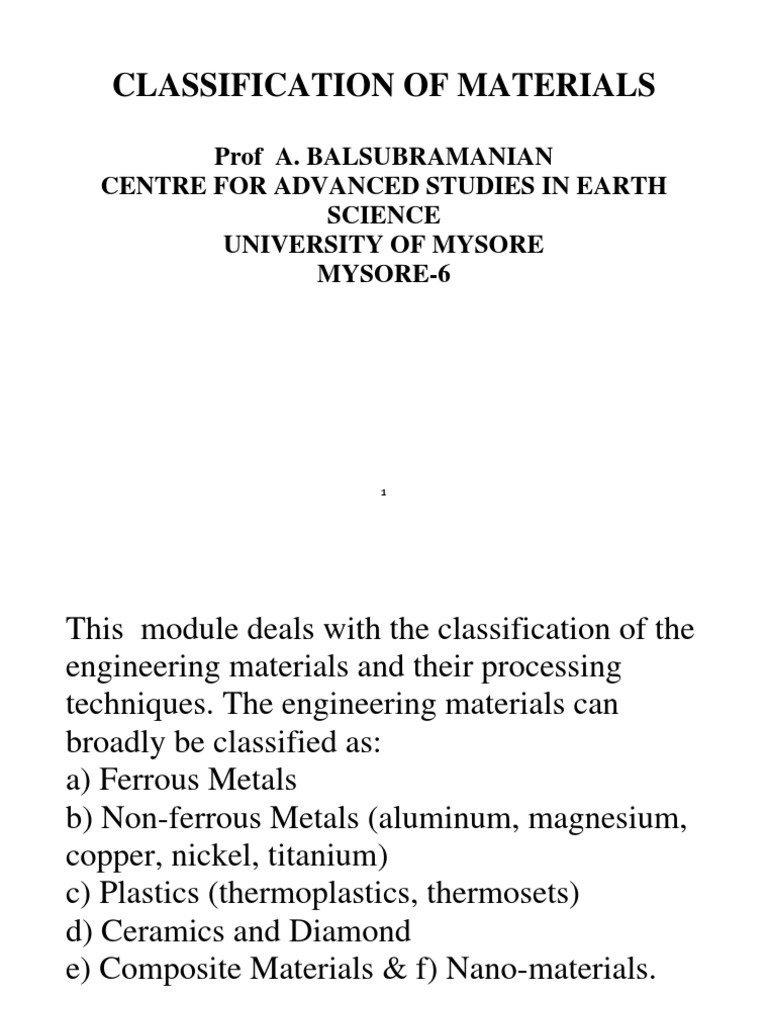 Engineering Materials Classification Guide | PDF | Rock (Geology) | Metals