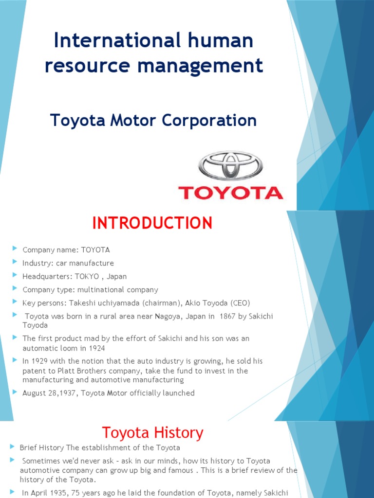 Toyota's Approach to International Human Resource Management ...