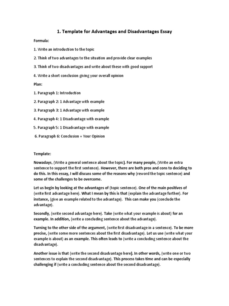 Template For Advantages and Disadvantages Essay | PDF | Prison | Teachers