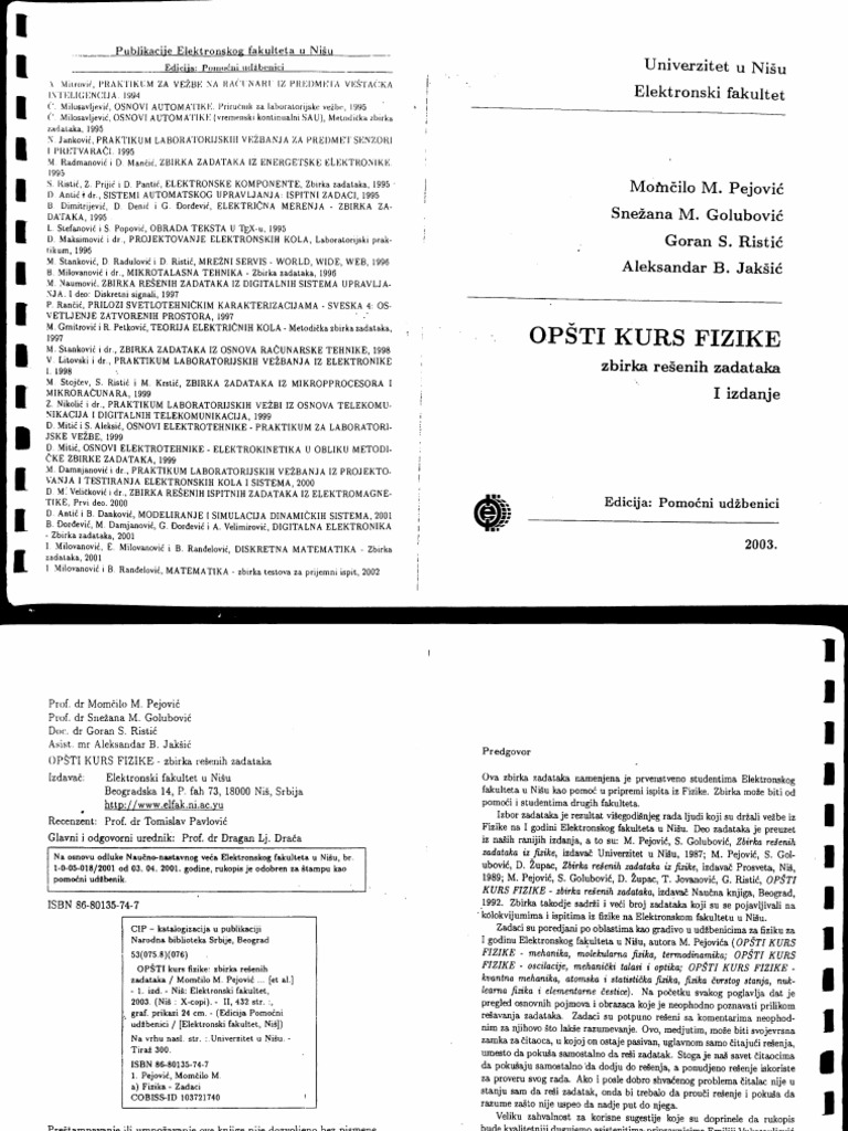 Fizika-Zbirka - ELFAK PDF | PDF
