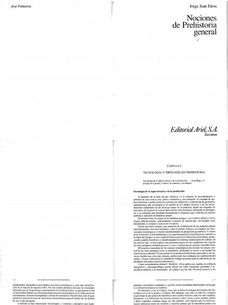 Nociones De Prehistoria General Jorge Juan Eiroa Cap 4 Pdf