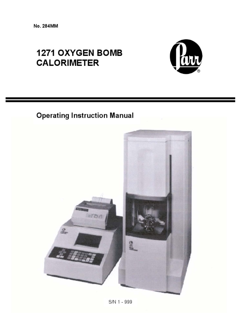284MM - Parr - 1271 Oxygen Bomb Calorimeter Inst - REV 090506 | PDF ...