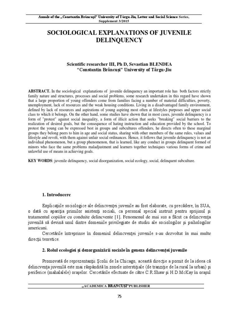 Sociological Explanations of Juvenile Delinquency | PDF | Juvenile ...