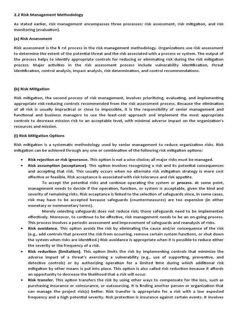 2.2 Risk Management Methodology | PDF | Risk Management | Risk Assessment