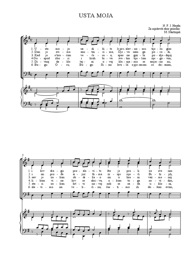 Usta Moja, Partitura | PDF