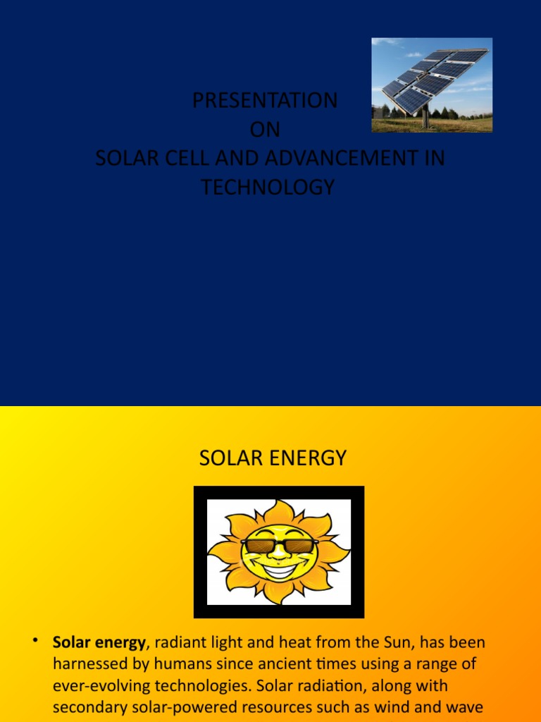 Presentation ON Solar Cell and Advancement in Technology | PDF | Solar ...