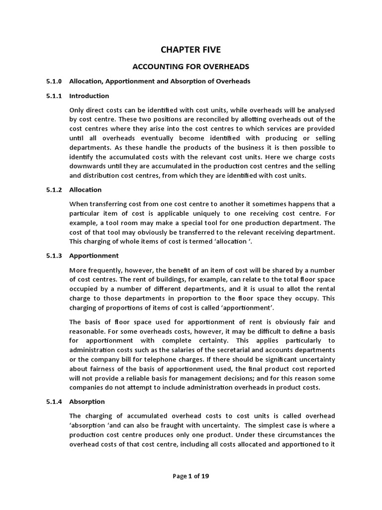 CMA Chapter Five | PDF | Cost | Cost Of Goods Sold
