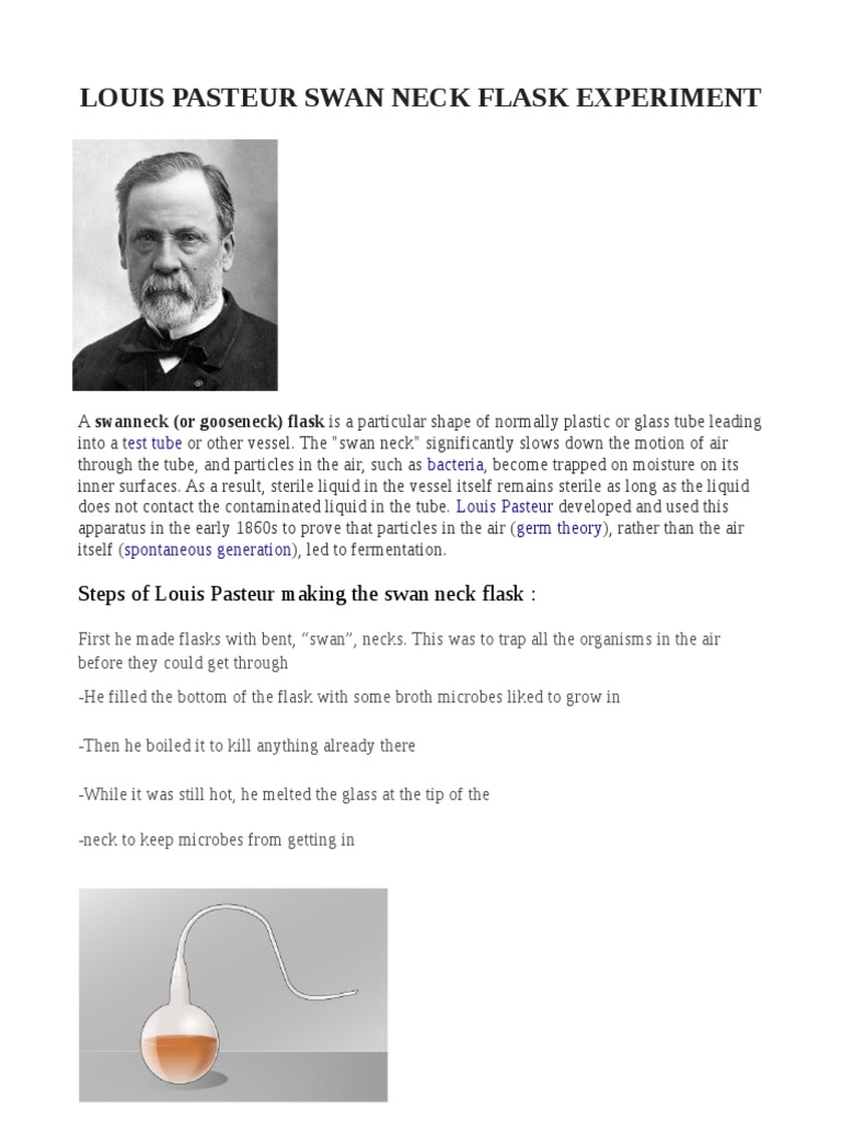 Louis Pasteur Swan Neck Experiment | PDF