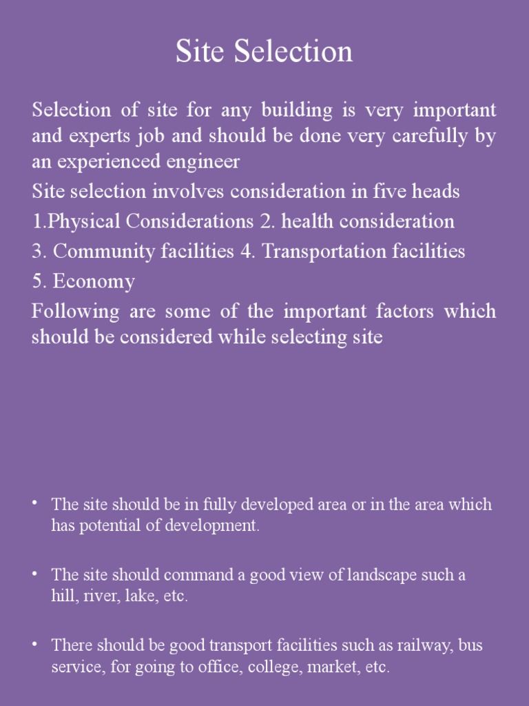 Site Selection | PDF | Road | Groundwater