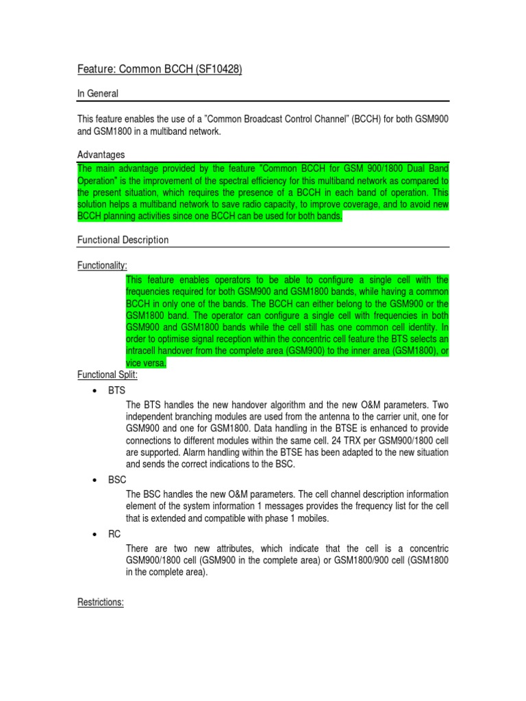 Common BCCH | PDF | Networks | Information And Communications Technology