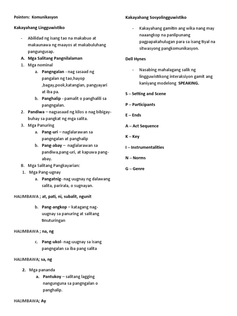 Pointers in Komunikasyon | PDF