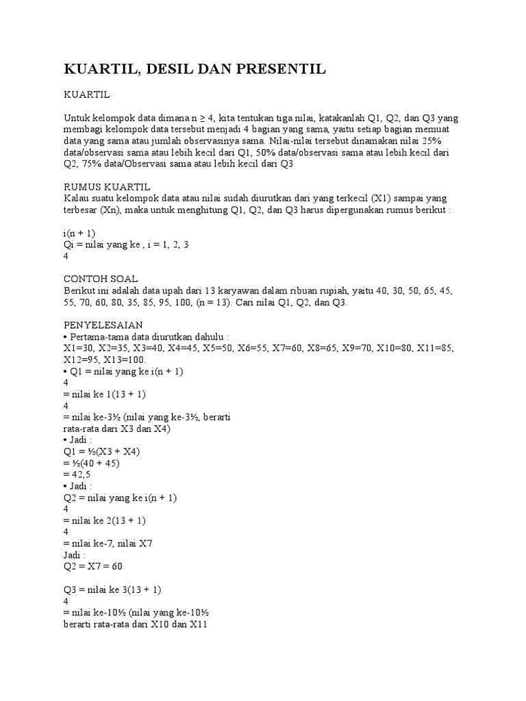 Kuartil Desil Persentil | PDF