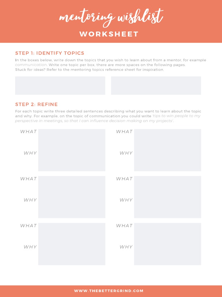 Mentoring Wishlist Worksheet PDF | PDF