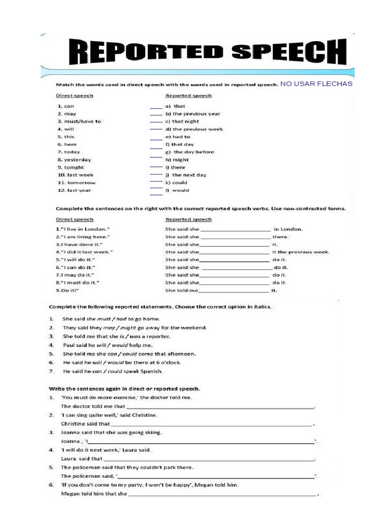 Reported Speech - ACTIVITIES PDF | PDF