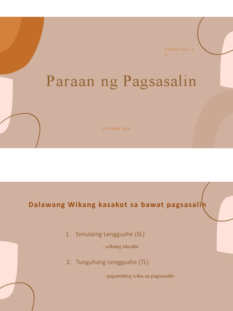 Paraan Sa Pagsasalin (Group 1) | PDF