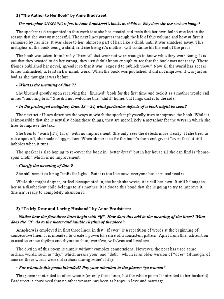 Analysis of Bradstreet's "The Author" | PDF | Poetry
