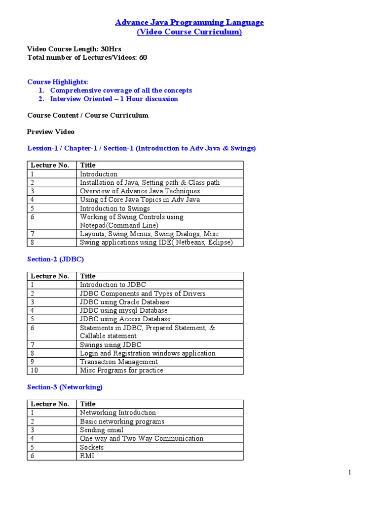 Advanced Java Programming Course Overview | PDF | Java Servlet | Java Server Pages
