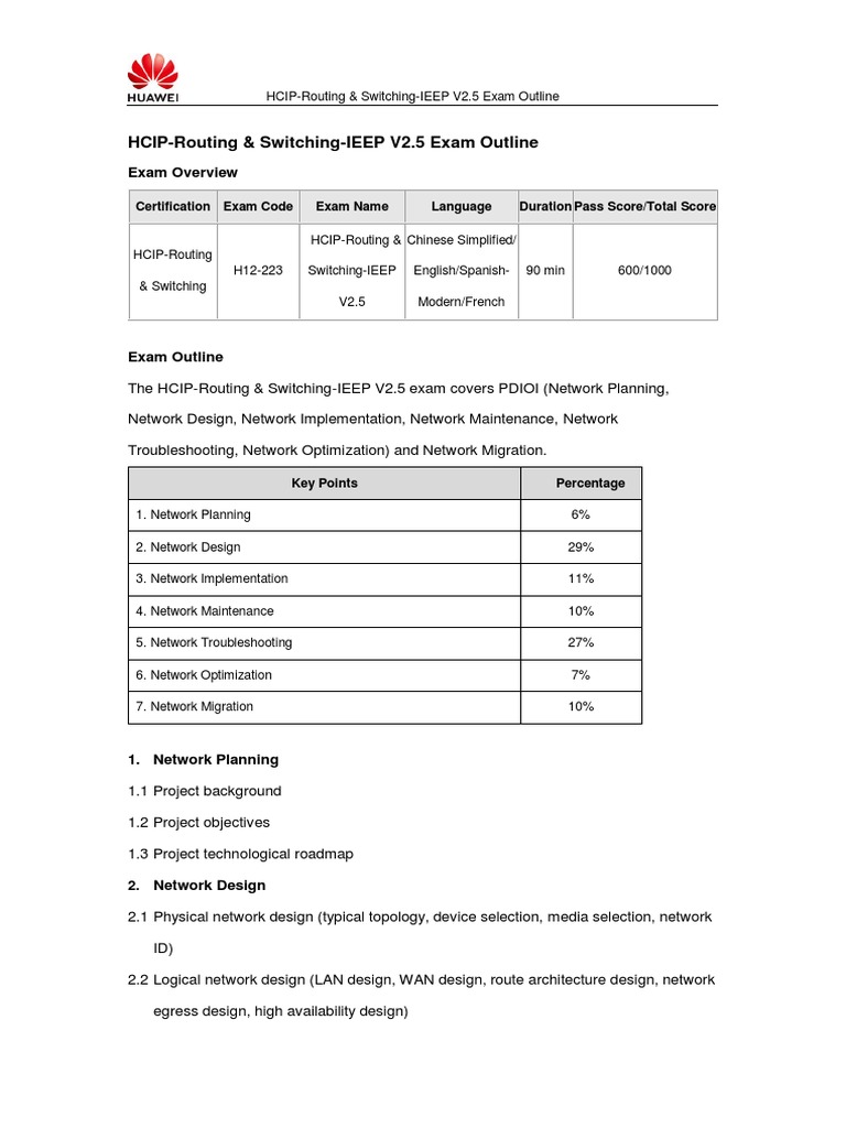 HCIP-Routing & Switching-IEEP V2.5 Exam Outline | PDF | Computer Network | Computer Networking