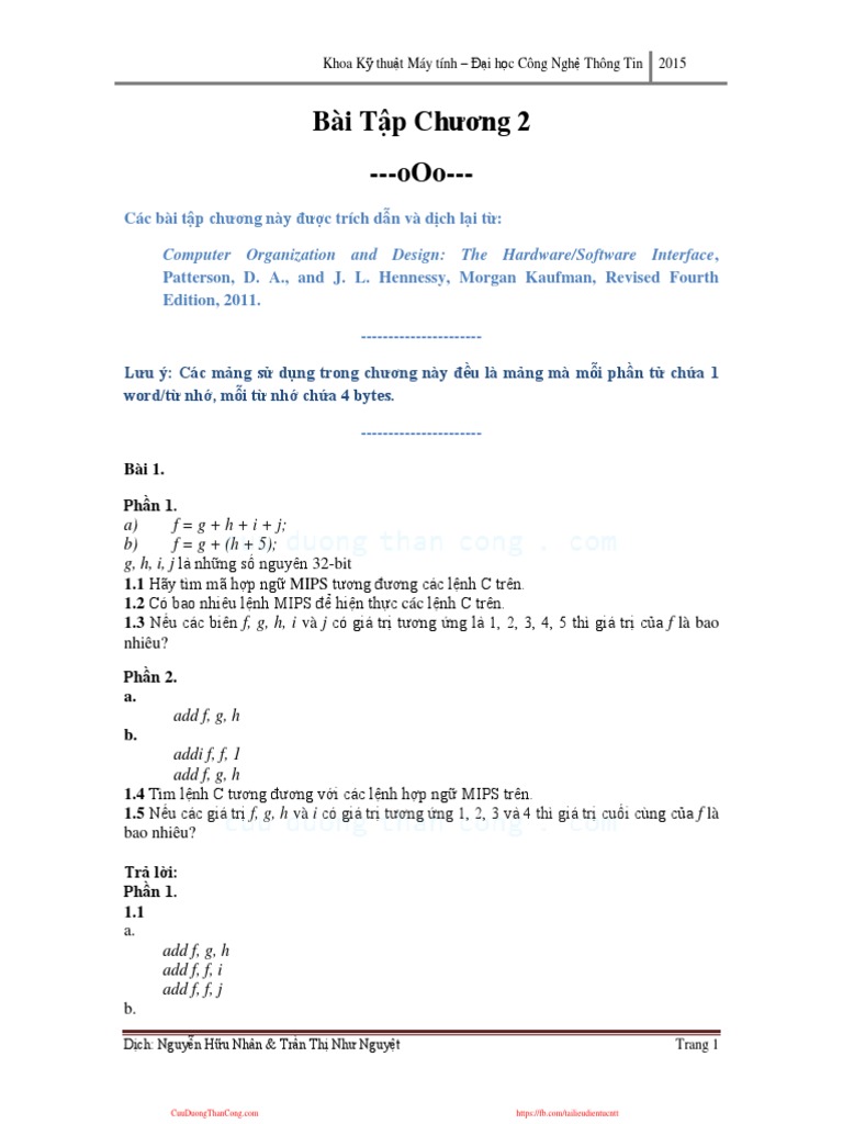 Kien-Truc-May-Tinh - Truong-Van-Cuong - 2.-Baitap - Loigiai - Chuong2 - Revised - Bynguyet ...