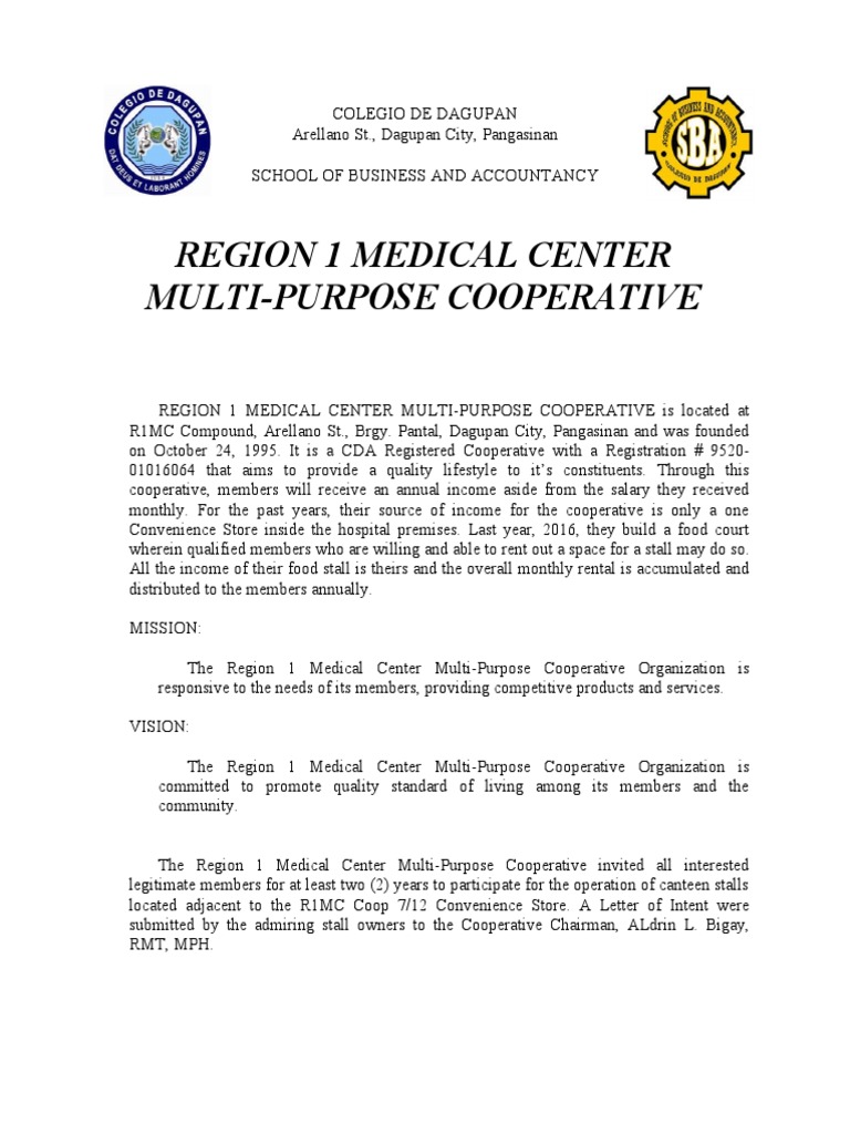 Region 1 Medical Center Multi-Purpose Cooperative | PDF