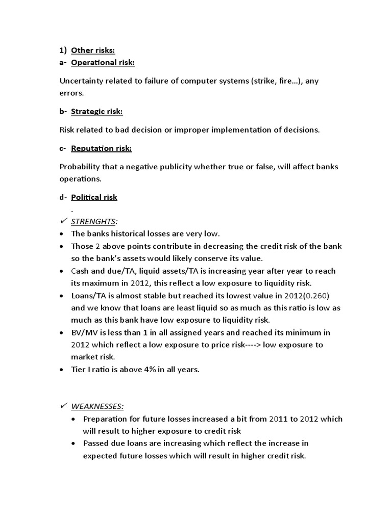 1) Other Risks: A-Operational Risk | PDF