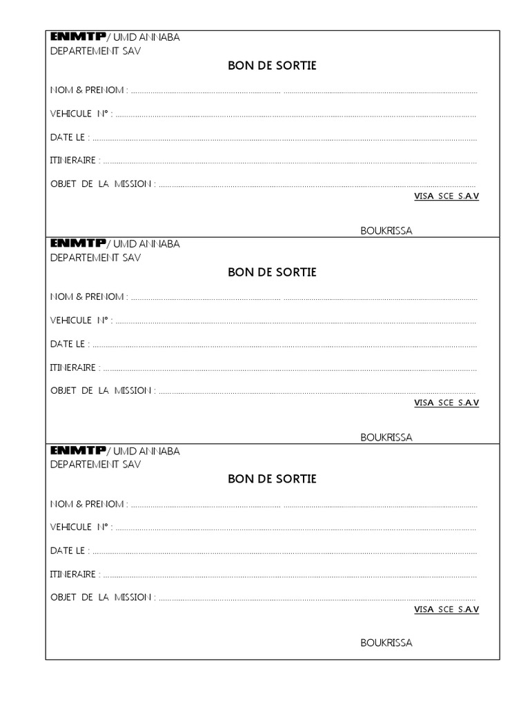 Bon de Sortie | PDF