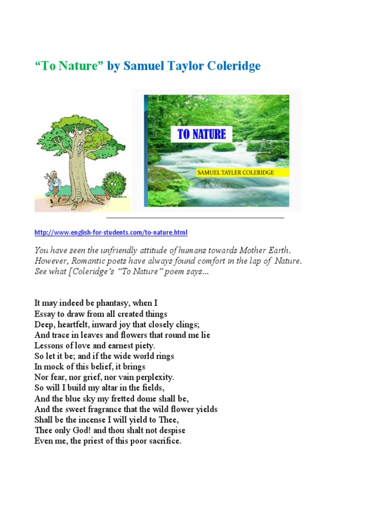 To Nature - Samuel Taylor Coleridge - Romanticism | Download Free PDF ...