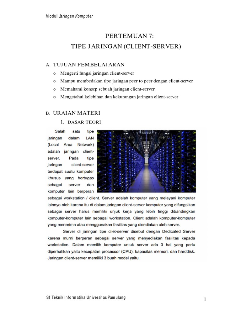 Pertemuan 7 - Tipe Jaringan (Client-Server) | PDF