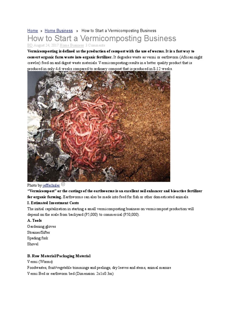Start Your Vermicomposting Business Guide | PDF | Fertiliser | Agriculture