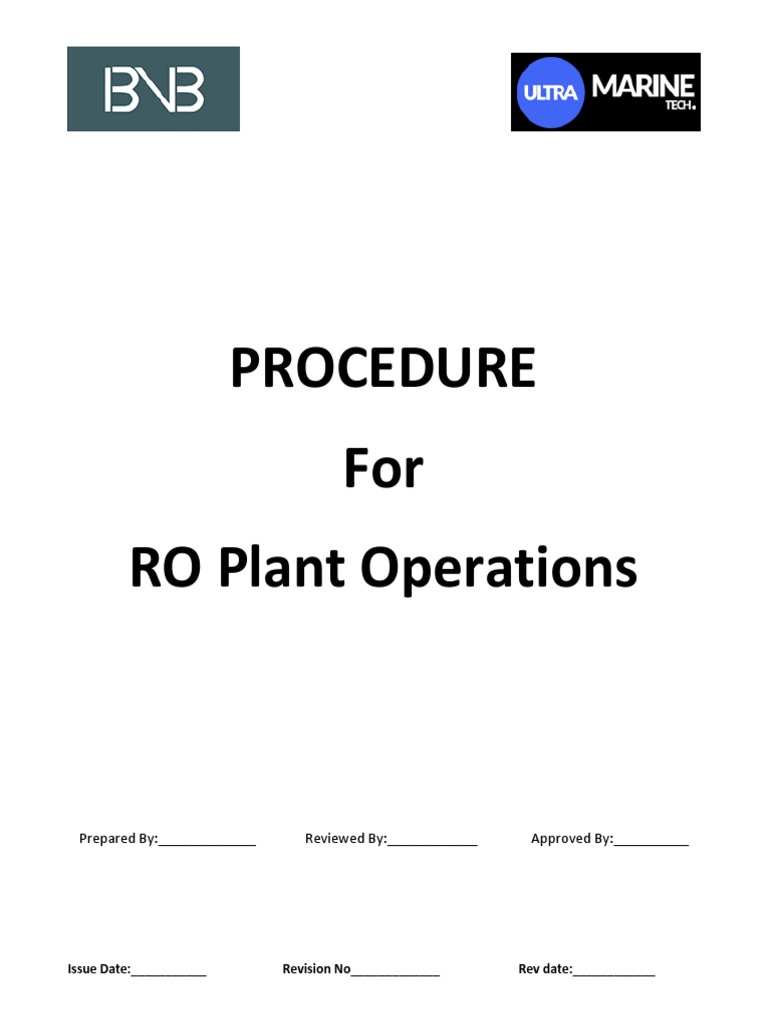 Standard Operating Procedure for Reverse Osmosis Plant Operations | PDF ...