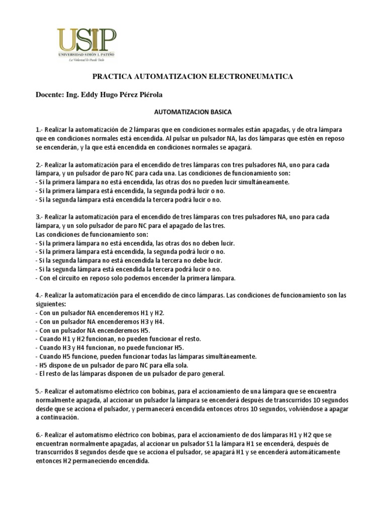 Practica Automatizacion Electroneumatica | PDF | Paleta | Perforar