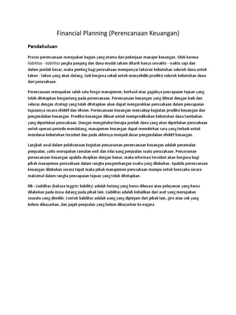 Financial Planning | PDF | Karier & Perkembangan