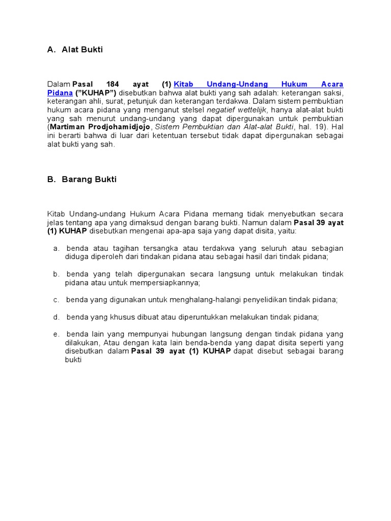 Alat Bukti Dan Barang Bukti | PDF