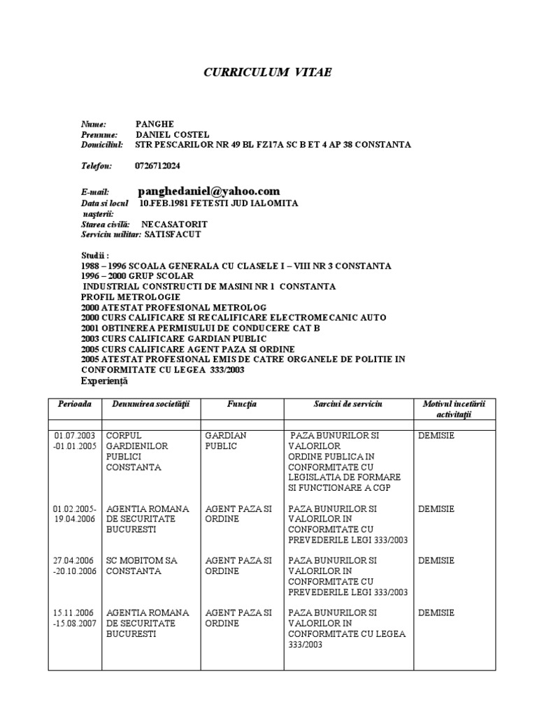 Model CV Completat | PDF