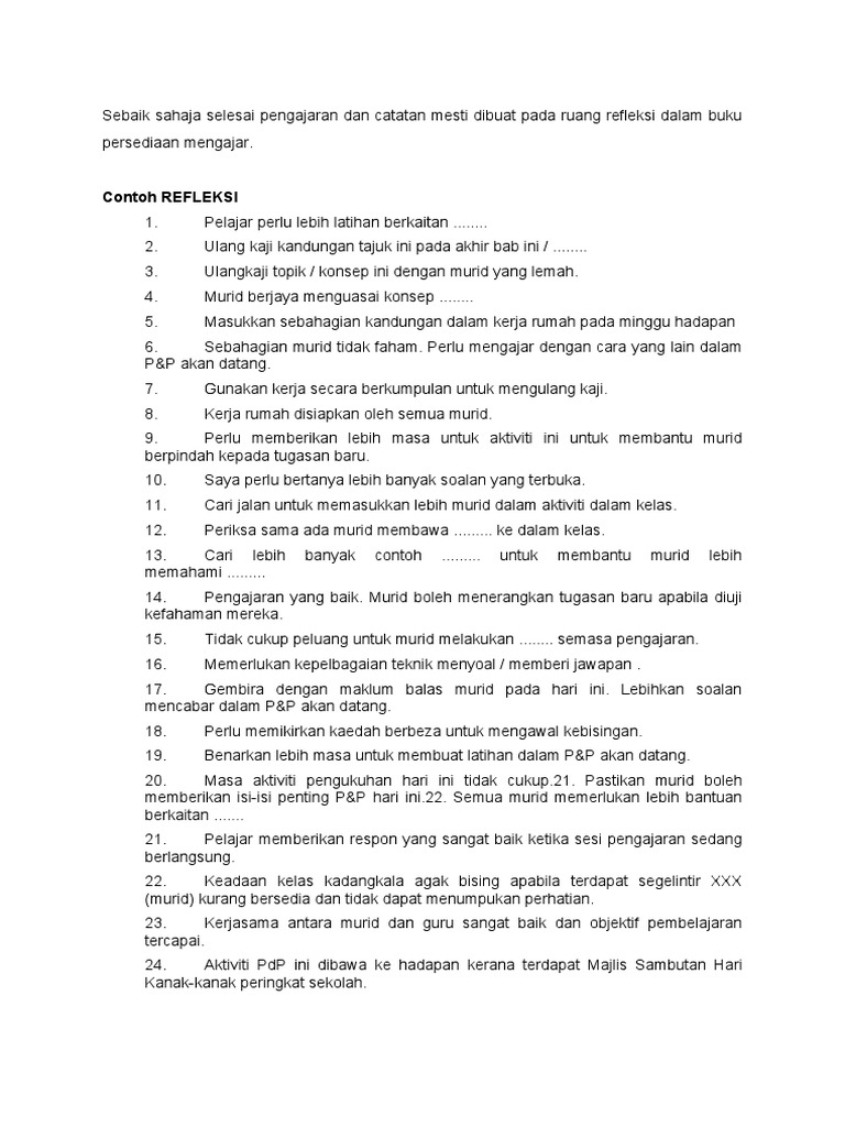 Contoh Ayat Refleksi Pdp