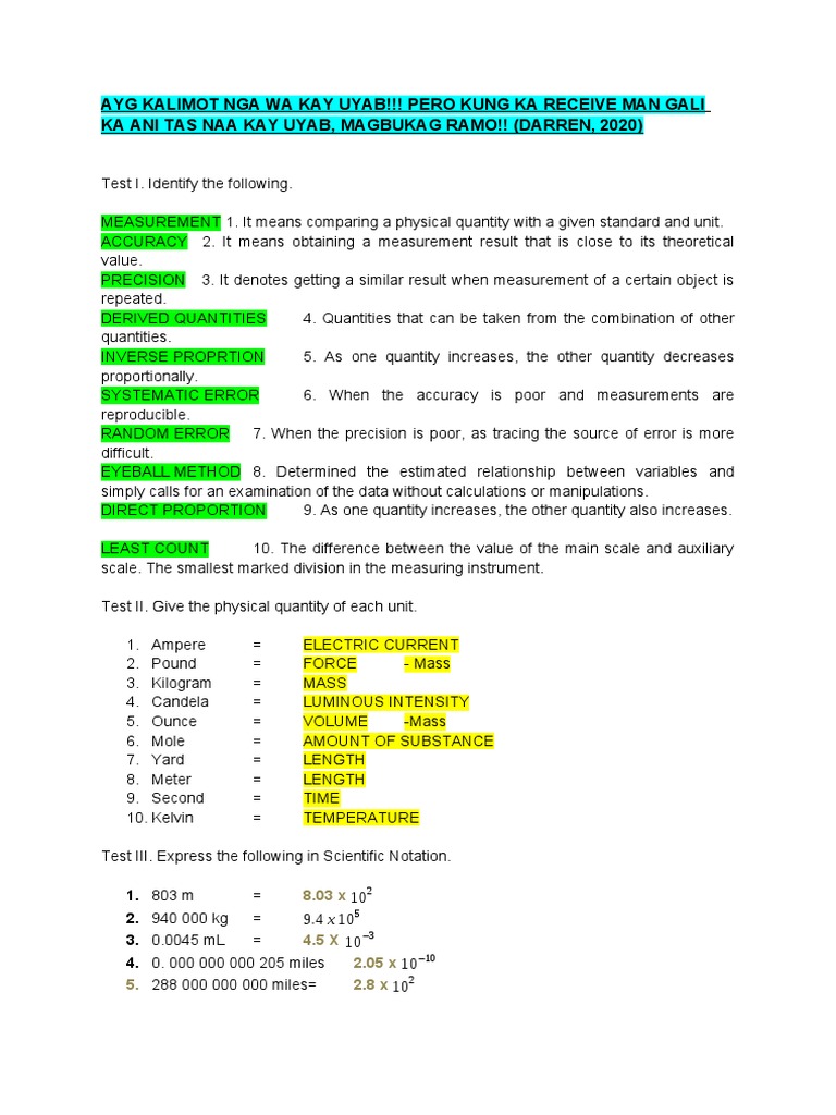 Physics Reviewer Chuchu | PDF | Observational Error | Accuracy And Precision