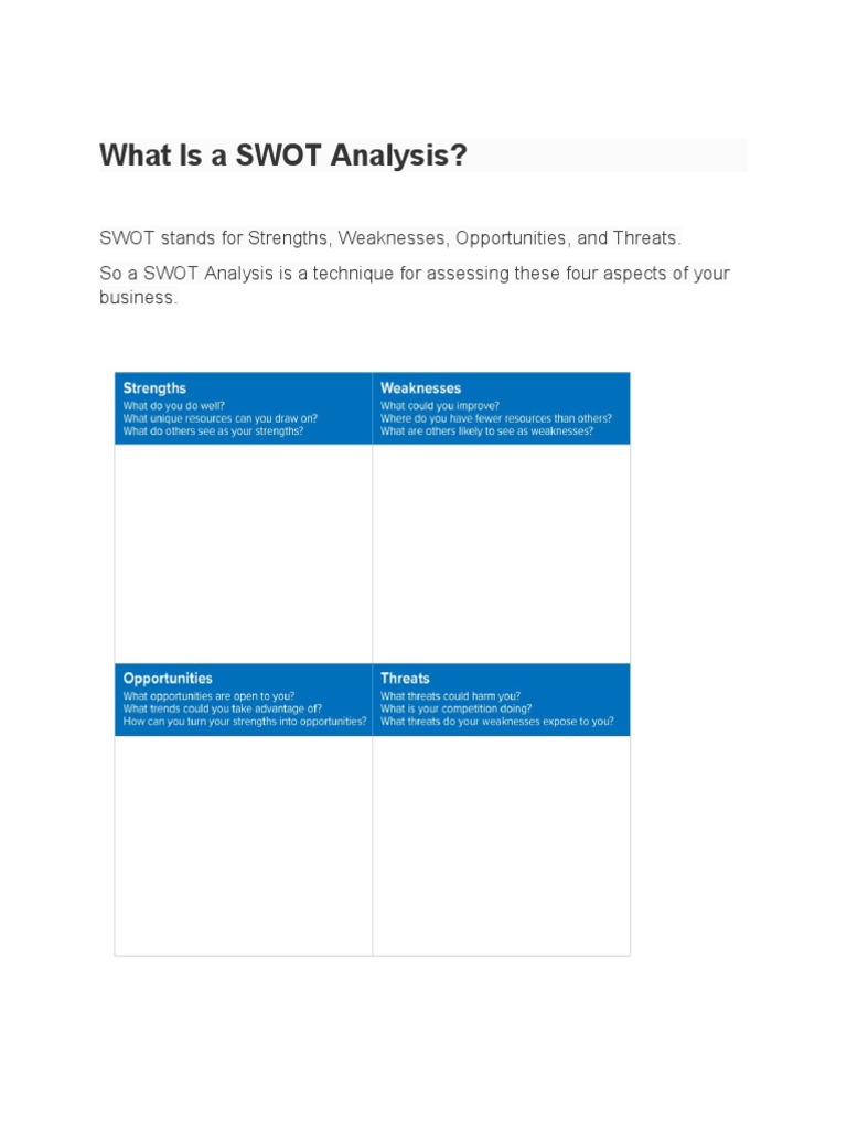 What Is A SWOT Analysis | PDF | Swot Analysis | Cognition