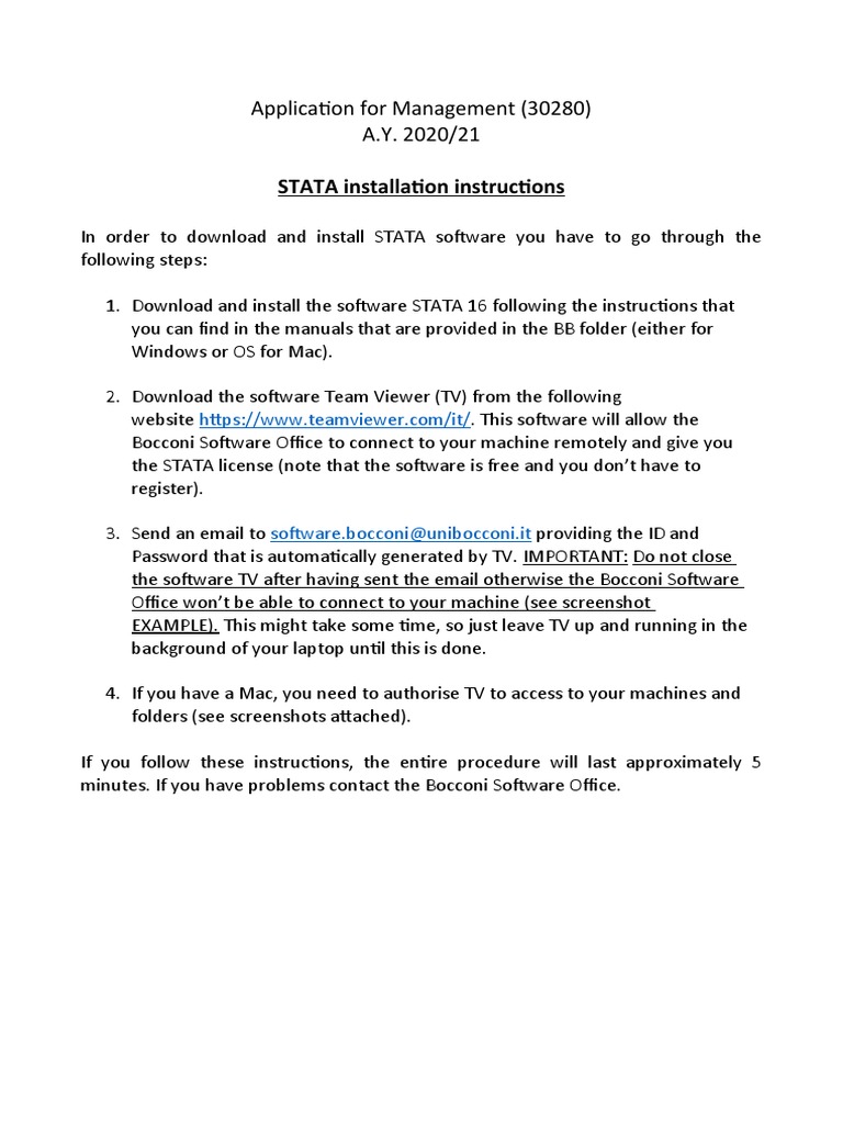 STATA Installation Instructions | PDF