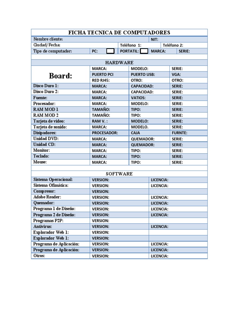 Ficha Tecnica de Computadores | PDF | Programa de computadora | Programación