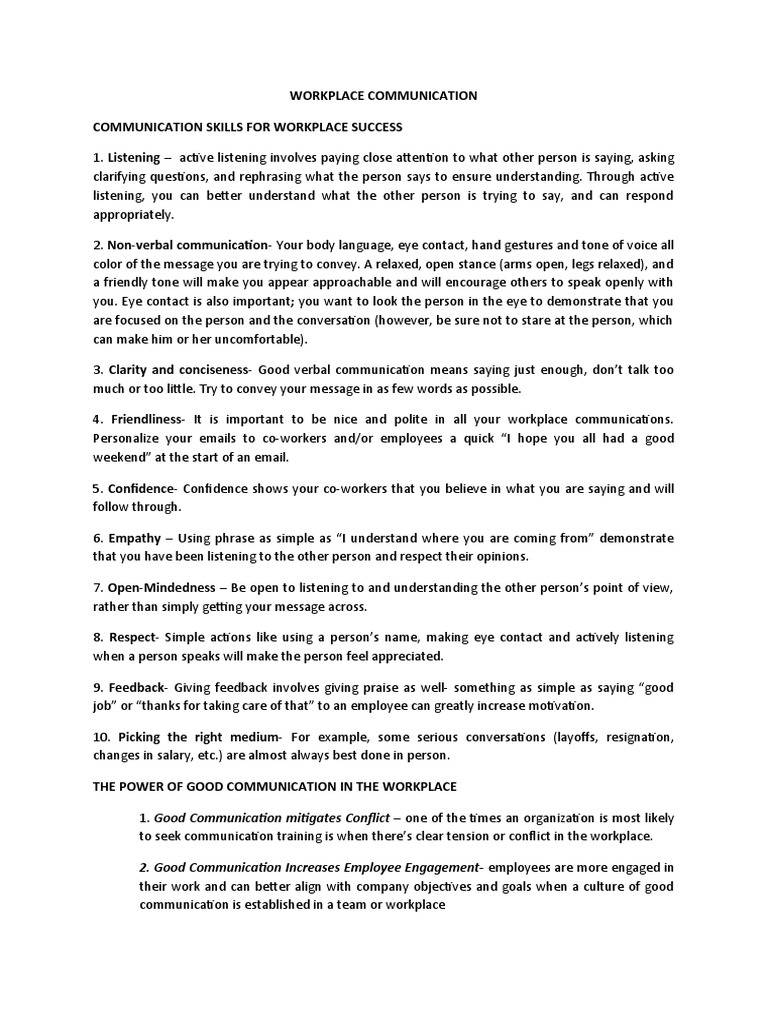 Workplace Communication Communication Skills For Workplace Success ...