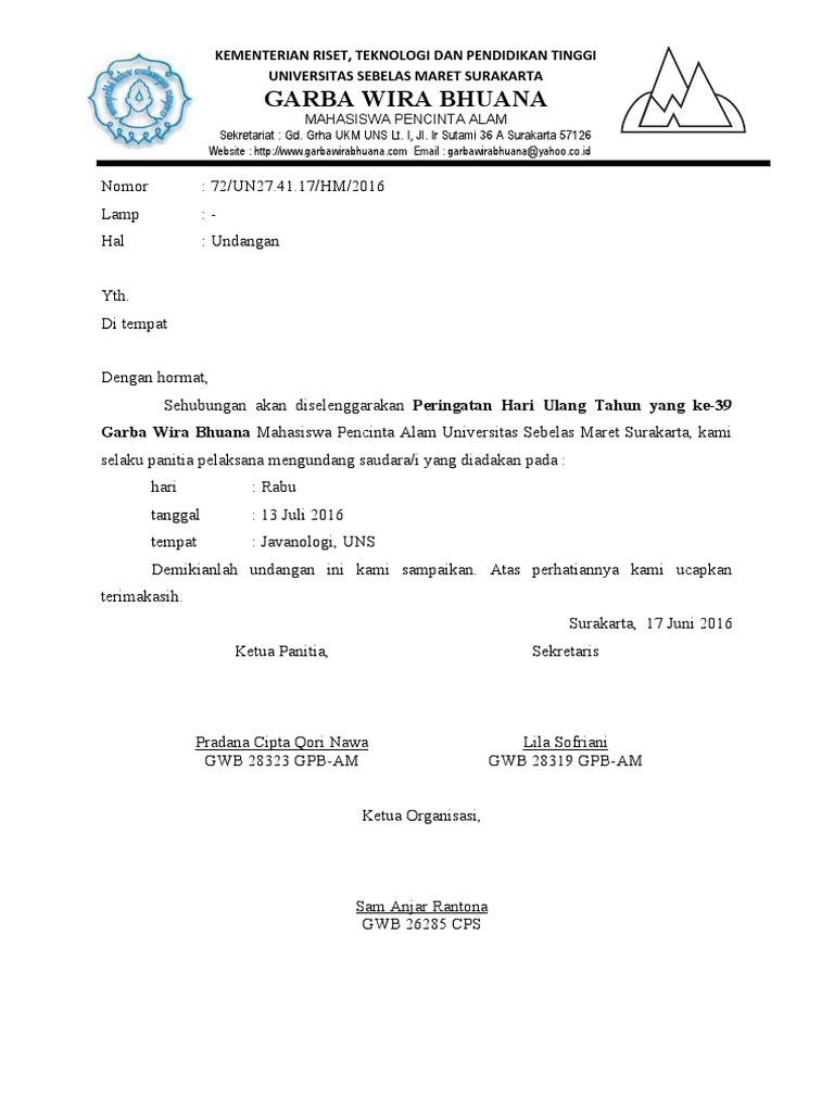 Surat Undangan Mapala | PDF