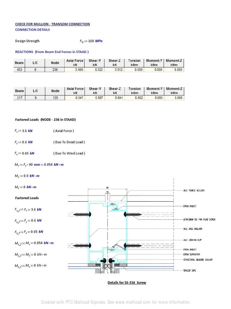 Check mullion-transom connection details for SS-316 screw | PDF | Screw ...
