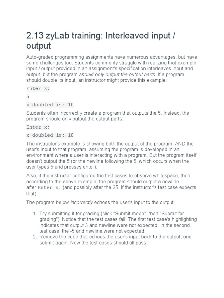 2.13 Zylab Training Interleaved Input Output | PDF