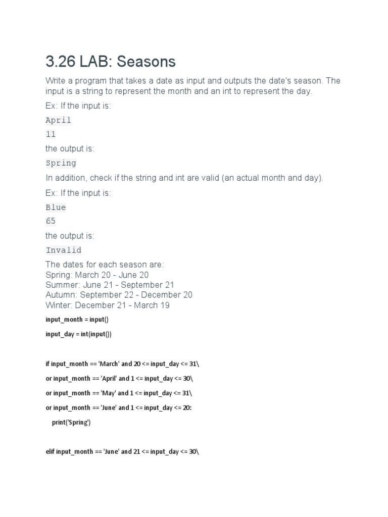 3.26 LAB Seasons | PDF