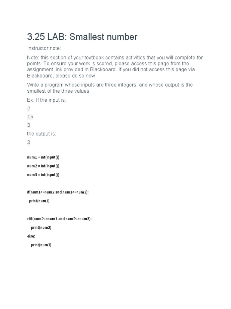 3.25 LAB Smallest Number | PDF | Teaching Methods & Materials