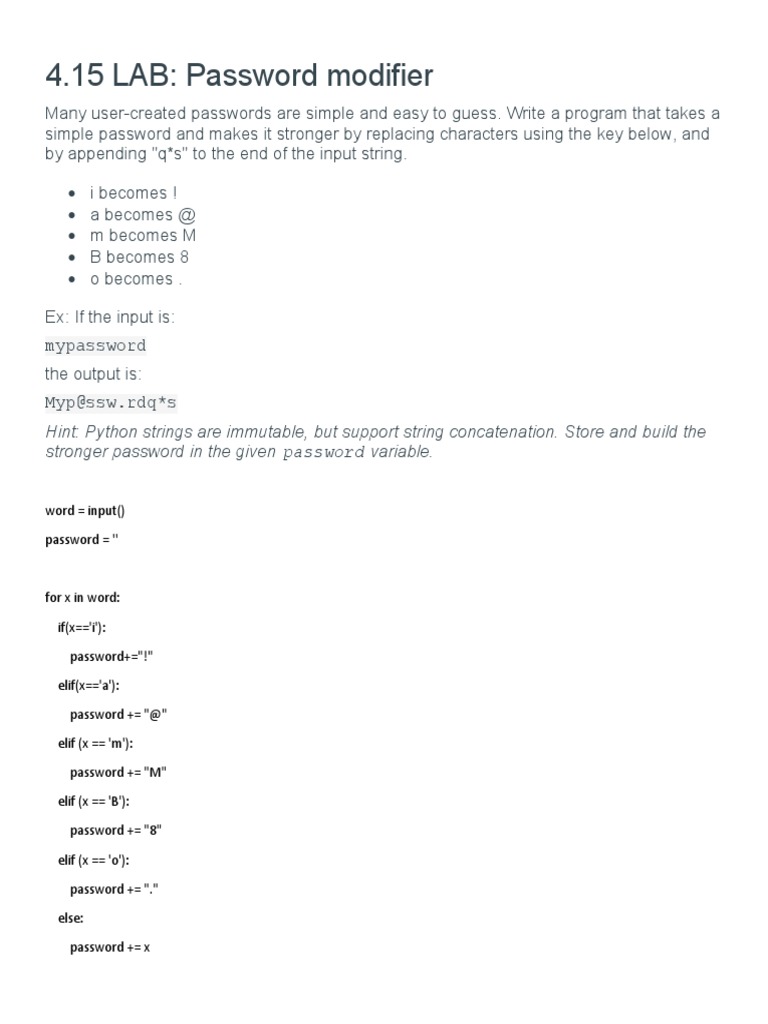 4.15 LAB Password Modifier | PDF