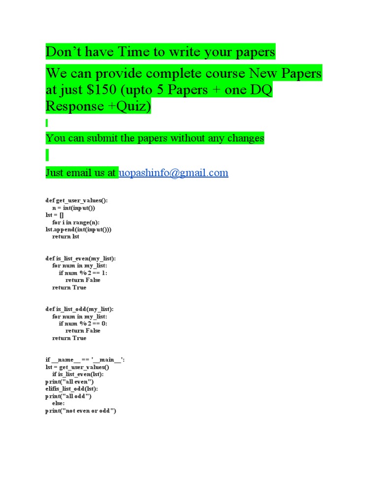 CYB 130 Week 4 Python LAB 5.24 Even Odd Values in A List | PDF