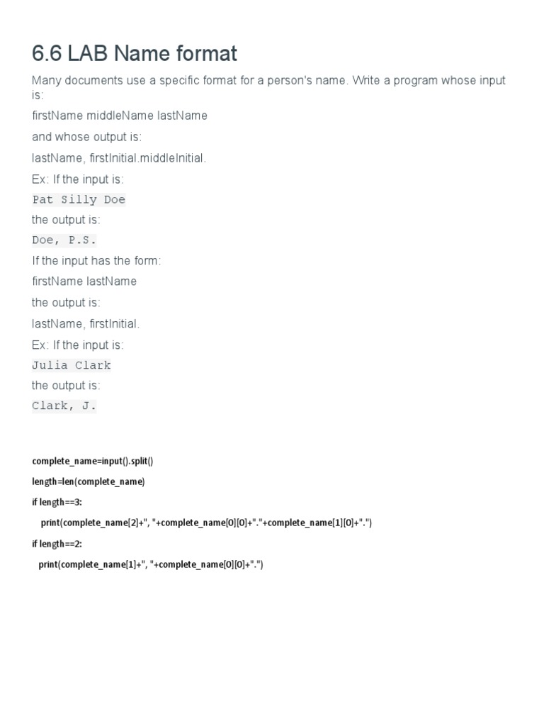 6.6 LAB Name Format | PDF