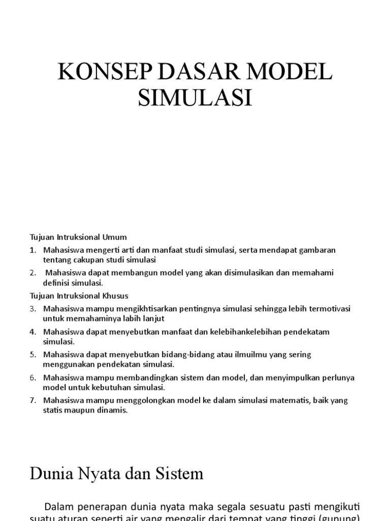 Pertemuan 1 - Konsep Dasar Simulasi | PDF