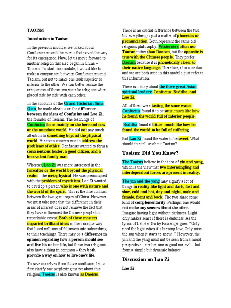 Module 6 - Taoism | PDF | Tao | Laozi